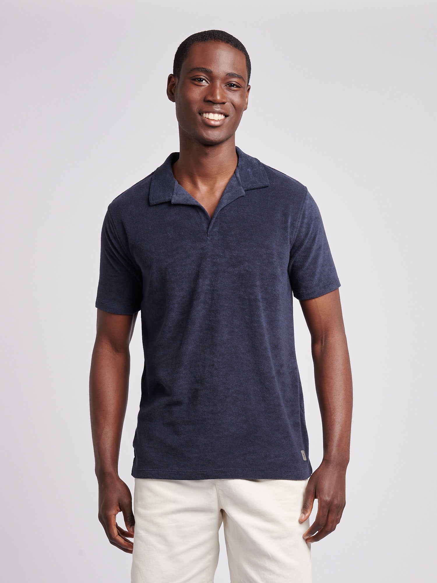 Mens Terry Revere Collar Polo Shirt in Dark Sapphire Navy – U.S. Polo ...